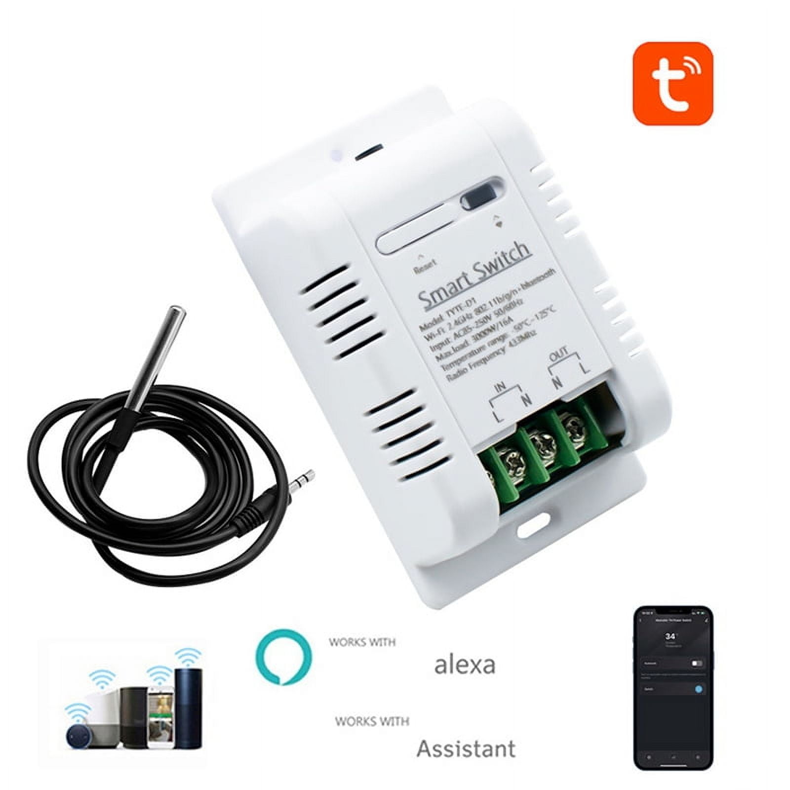 Tuya Wifi Smart Temperature Humidity Switch Monitoring Electricity Statistics Relay 16A ...