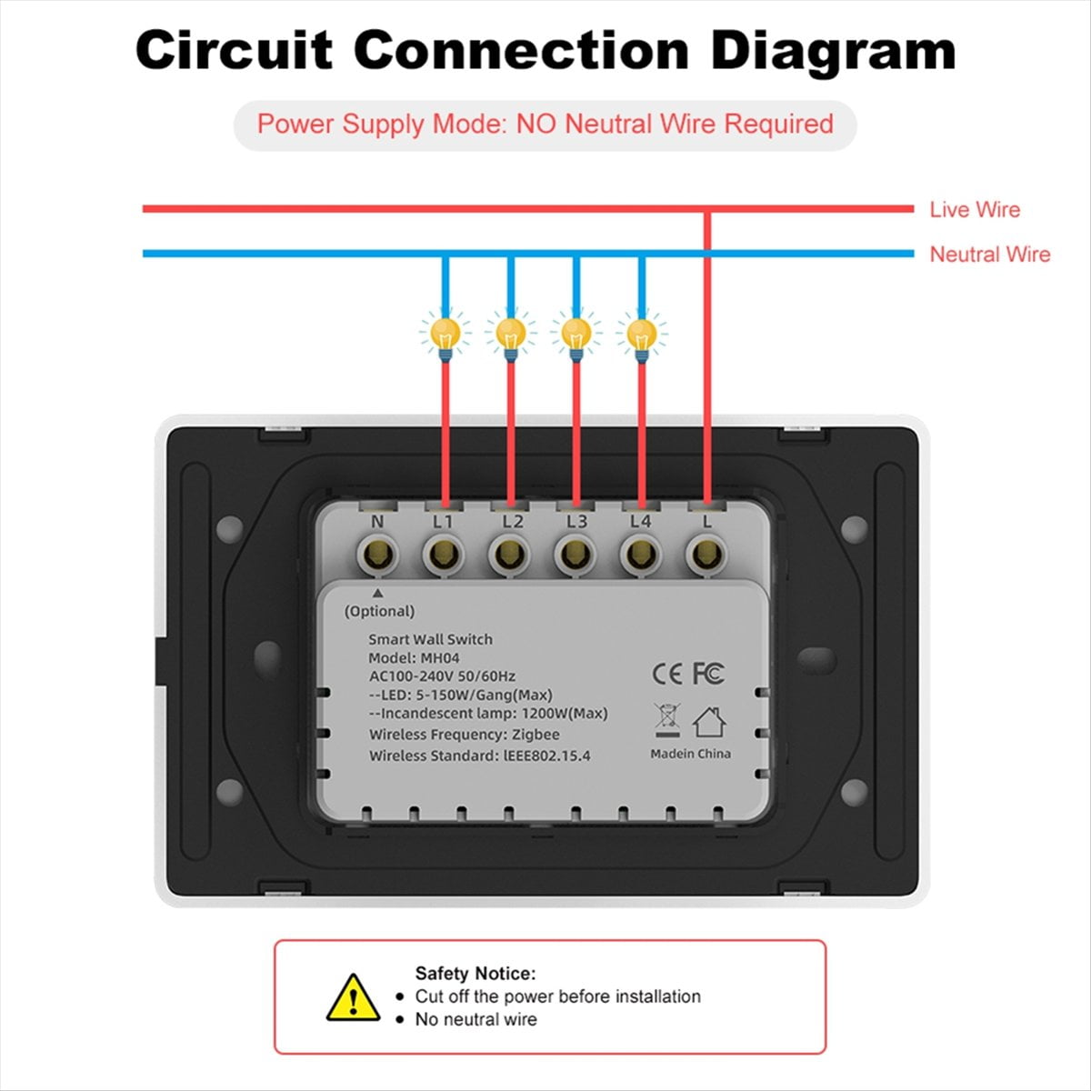 Tuya ZigBee Smart Switch Neutral Wire Optional Intelligent US Wall ...