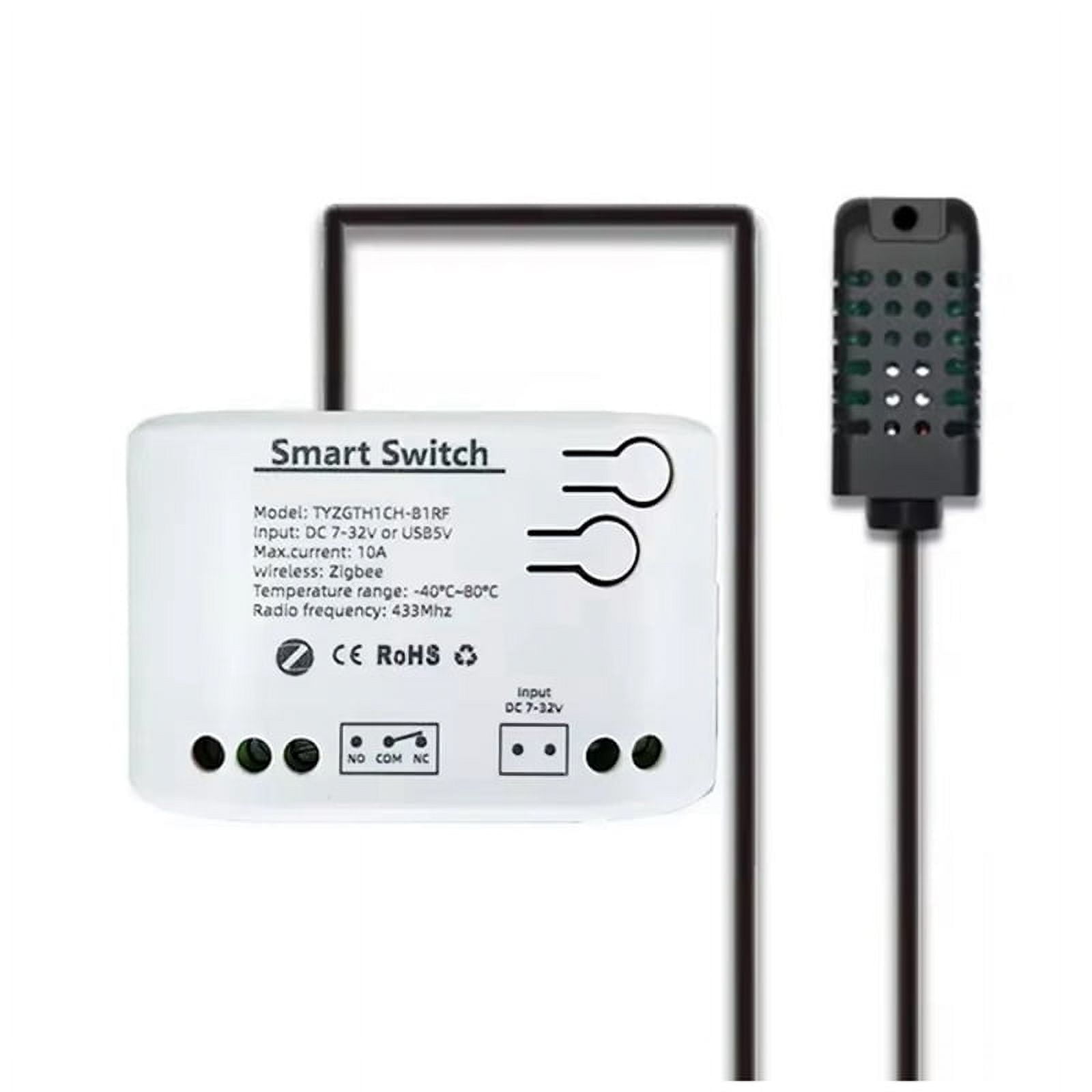 Tuya Zigbee 1 Gang Smart Switch with Temperature Humidity Sensor,Tuya Smart Life APP,Passive Dry ...