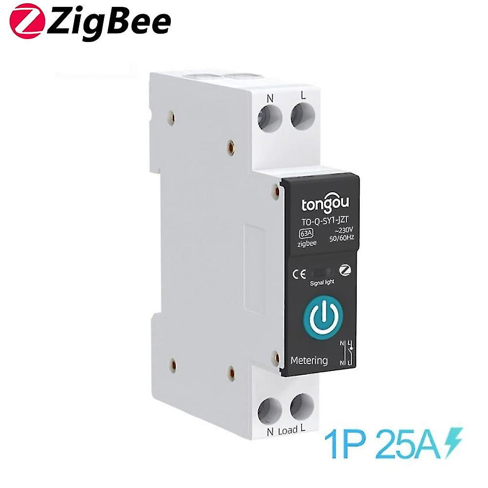 Tuya Zigbee Smart Circuit Breaker With Metering 1p 63a Din Rail For Smart Home Wireless Remote ...
