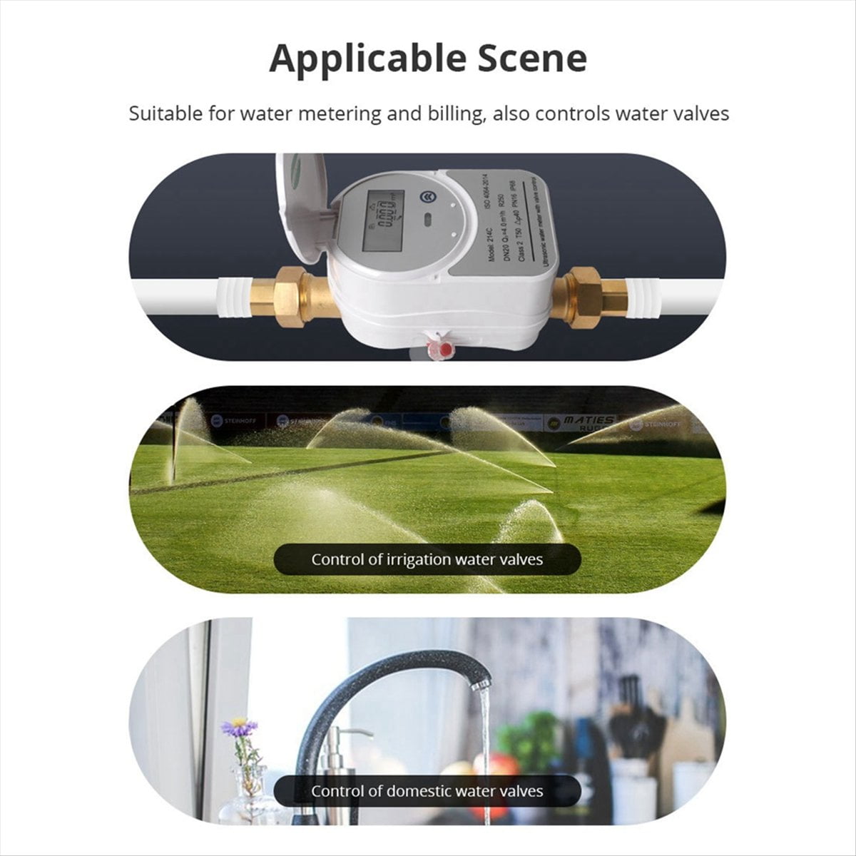 Tuya Zigbee Ultrasonic Water Meter DN20 with Valve LCD Display Water ...