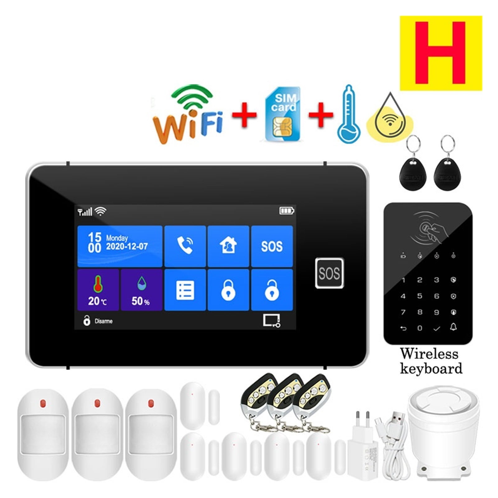 TuyaSmart Wifi GSM Alarm System Home Burglar Alarm Temperature Humidity ...