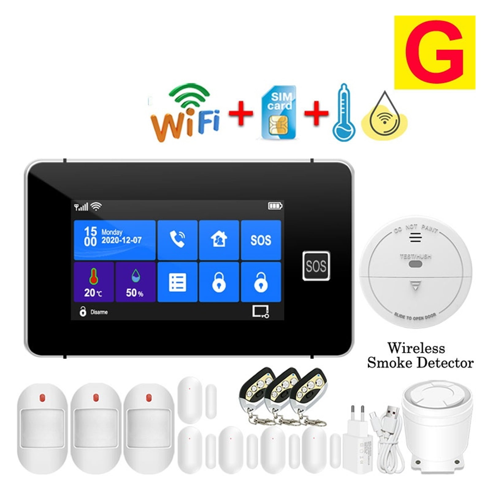 TuyaSmart Wifi GSM Alarm System Home Burglar Alarm Temperature Humidity Wireless Wired Touchpad ...