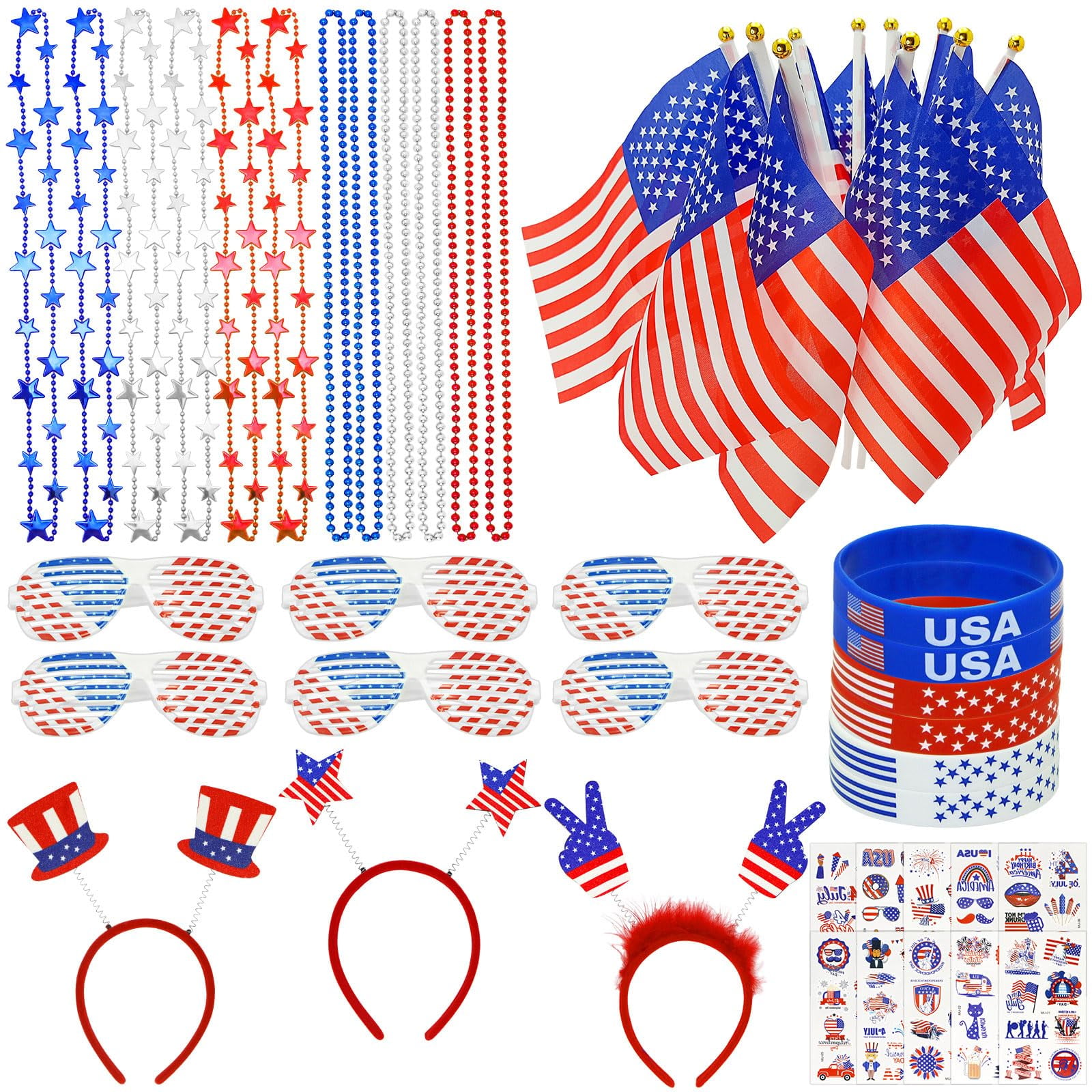 Tuzuaol 135Pcs 4th of July Party Favors Patriotic Accessories, 4th of ...