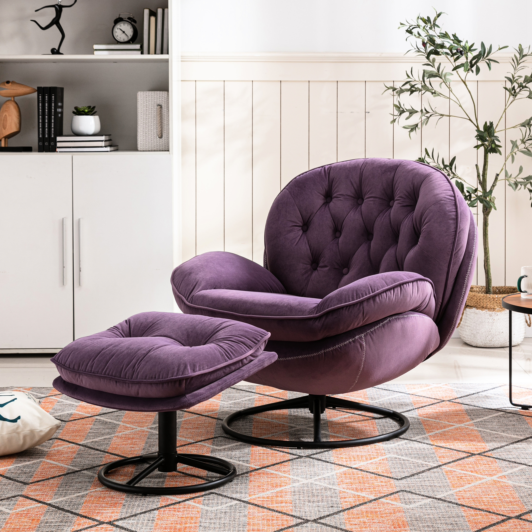 Tv Chair With In Purple Velvet, Stable On Uneven Ground, 250lb Load ...