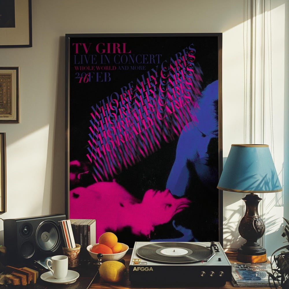 Tv Girl Poster Retro Indie Music, Pink & Blue Vaporwave Print UNFRAMED ...