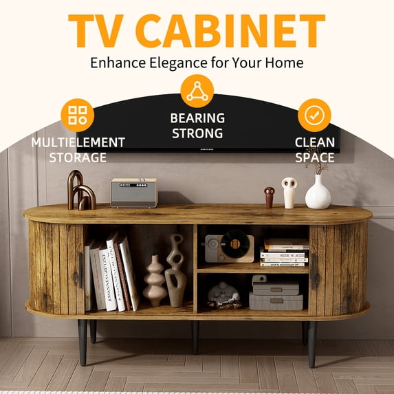 Tv Stand, 47" Modern Tv Console Table with Storage Compartment and ...