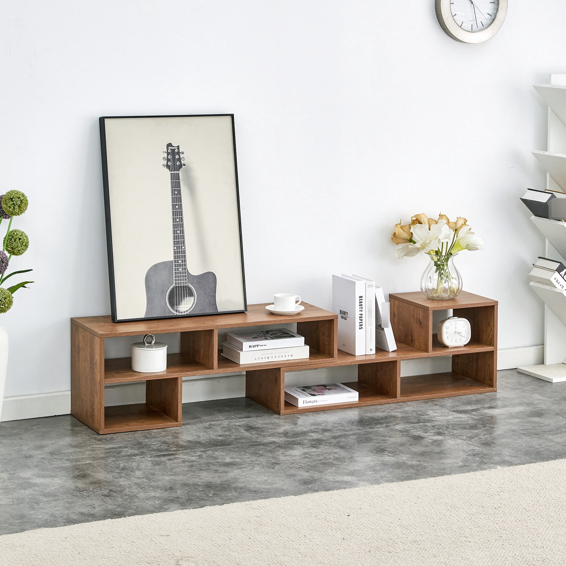 Tv Stand With 6 Open Storage Compartments. Combination, 2 Pieces. Fits ...