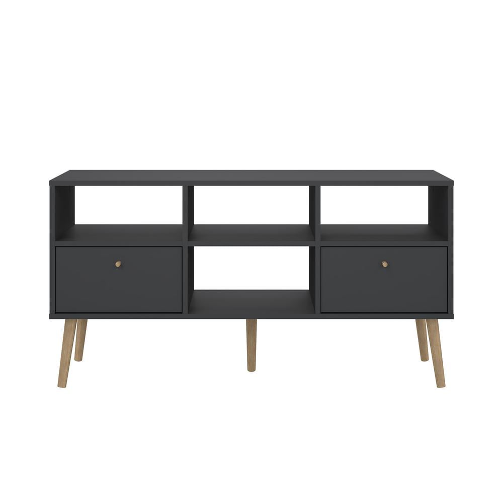 Tvilum Bodo 2 Drawer TV Stand with 4 Shelves in Matte Grey - Walmart.com