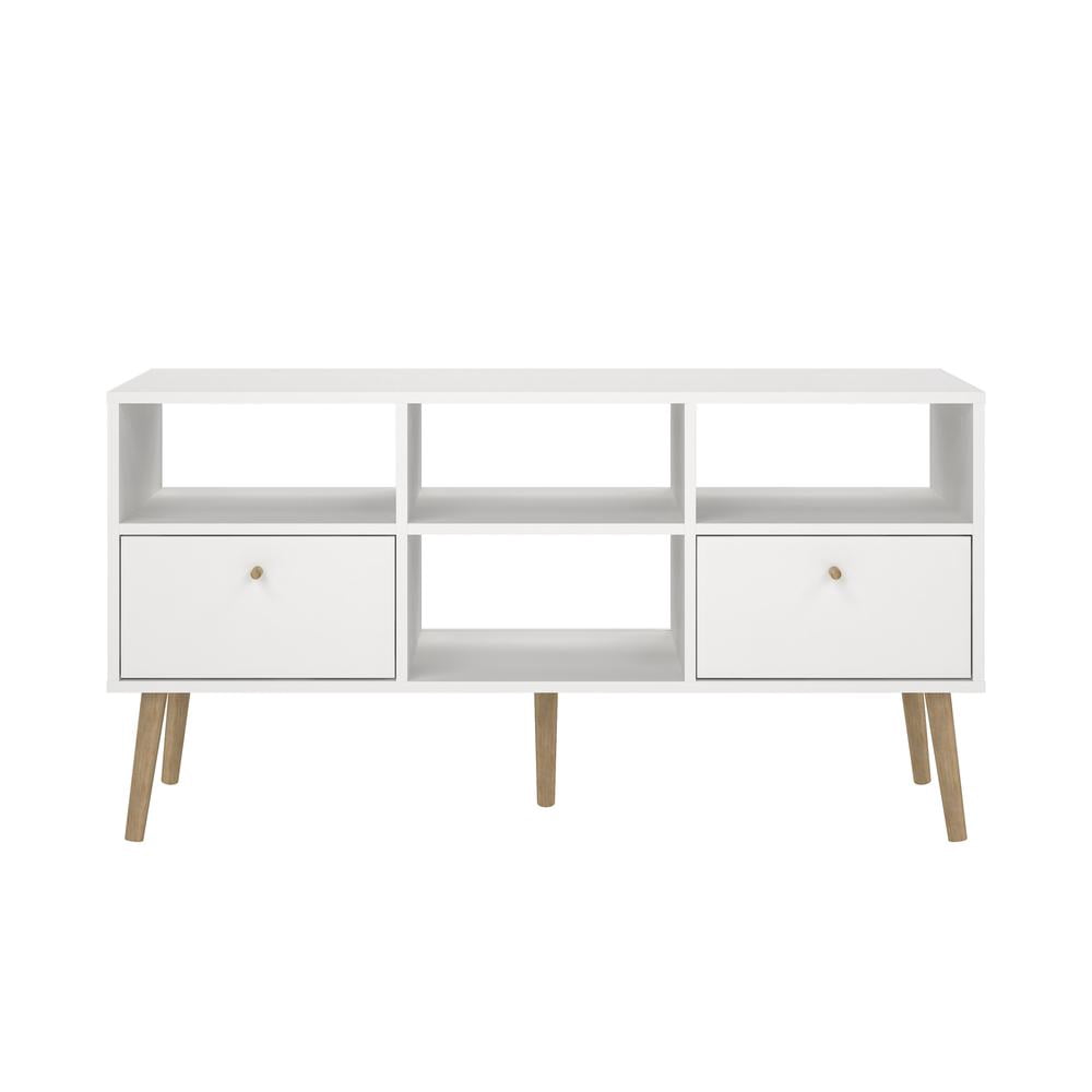 Tvilum Bodo 2 Drawer TV Stand with 4 Shelves in White - Walmart.com