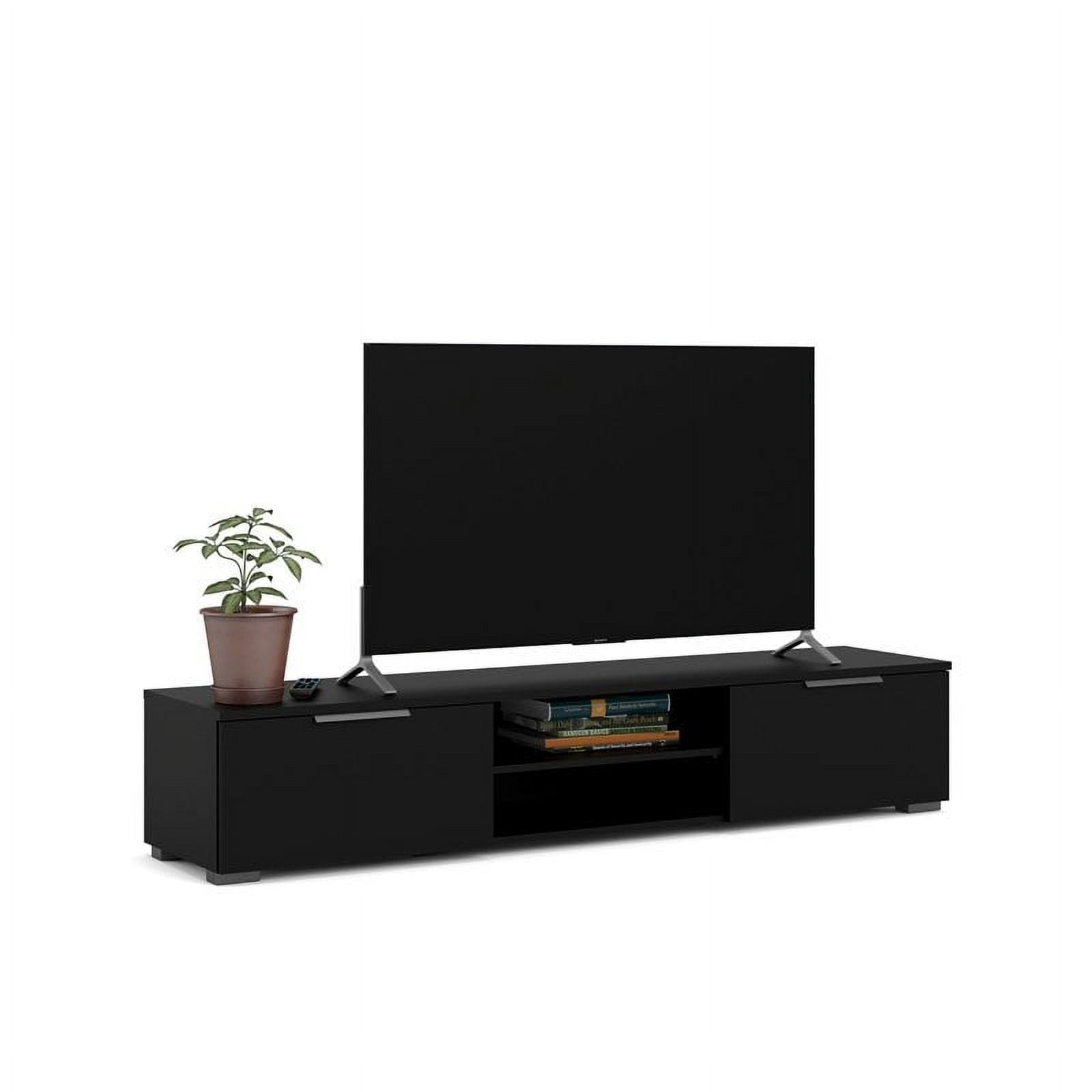 Tvilum Modern Match 2 Drawer 2 Shelf Entertainment TV Stand, Black ...