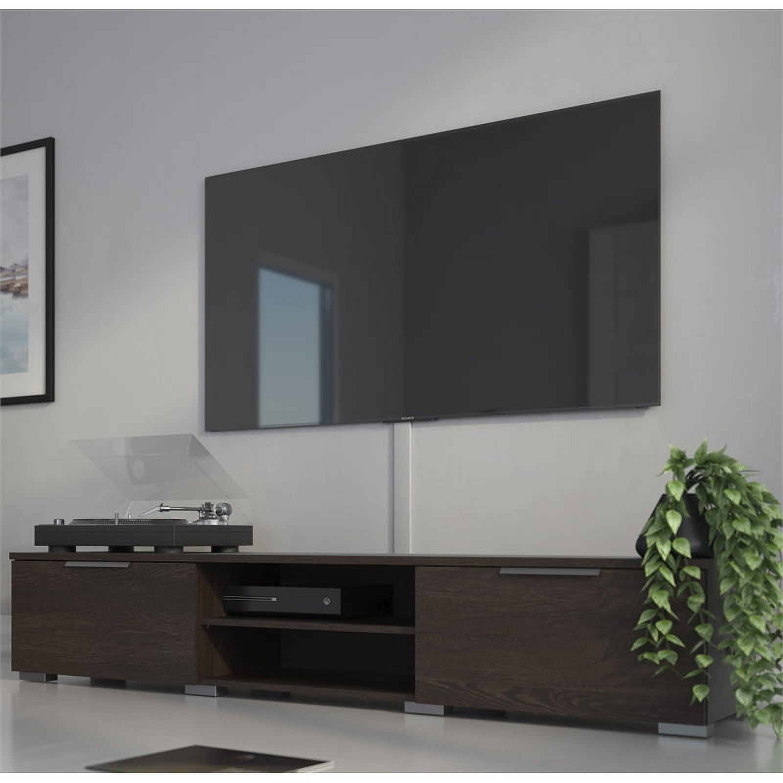 Tvilum Match 2 Drawer 2 Shelf TV Stand, Dark Chocolate, 68W x 16D x 13H ...