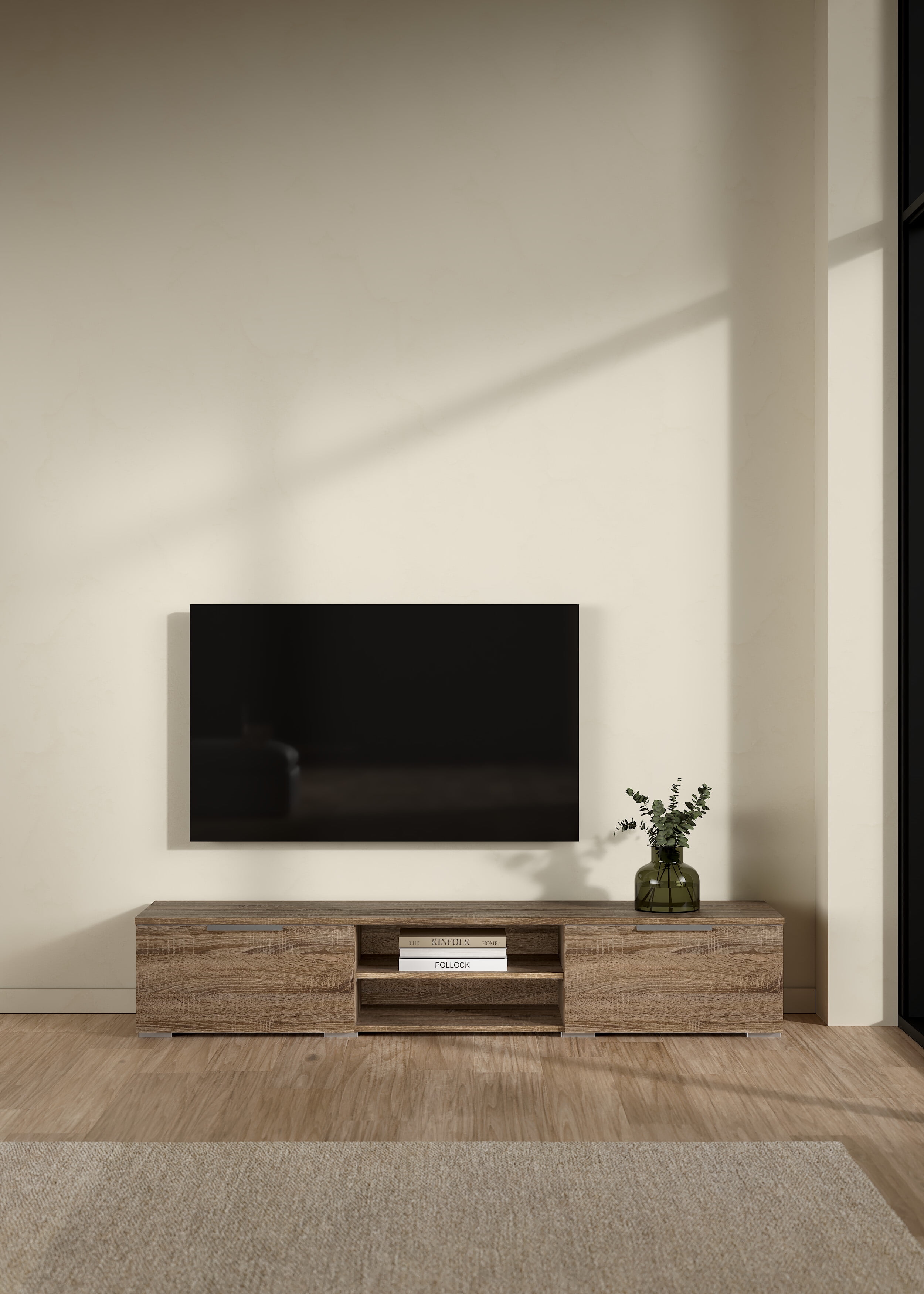Tvilum Match 2 Drawer TV Stand with 2 Shelves, Truffle - Walmart.com