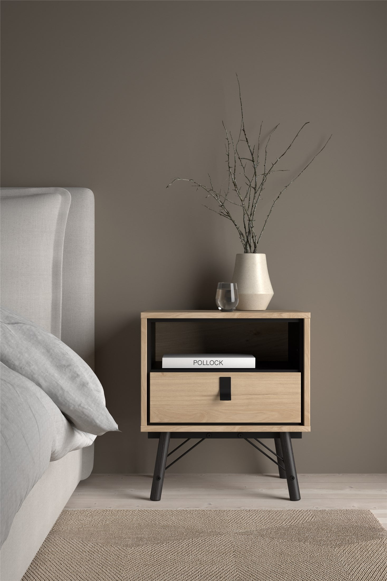 Tvilum Ry 2 Drawer Bedroom Nightstand with Shelf, for Adults, Jackson ...