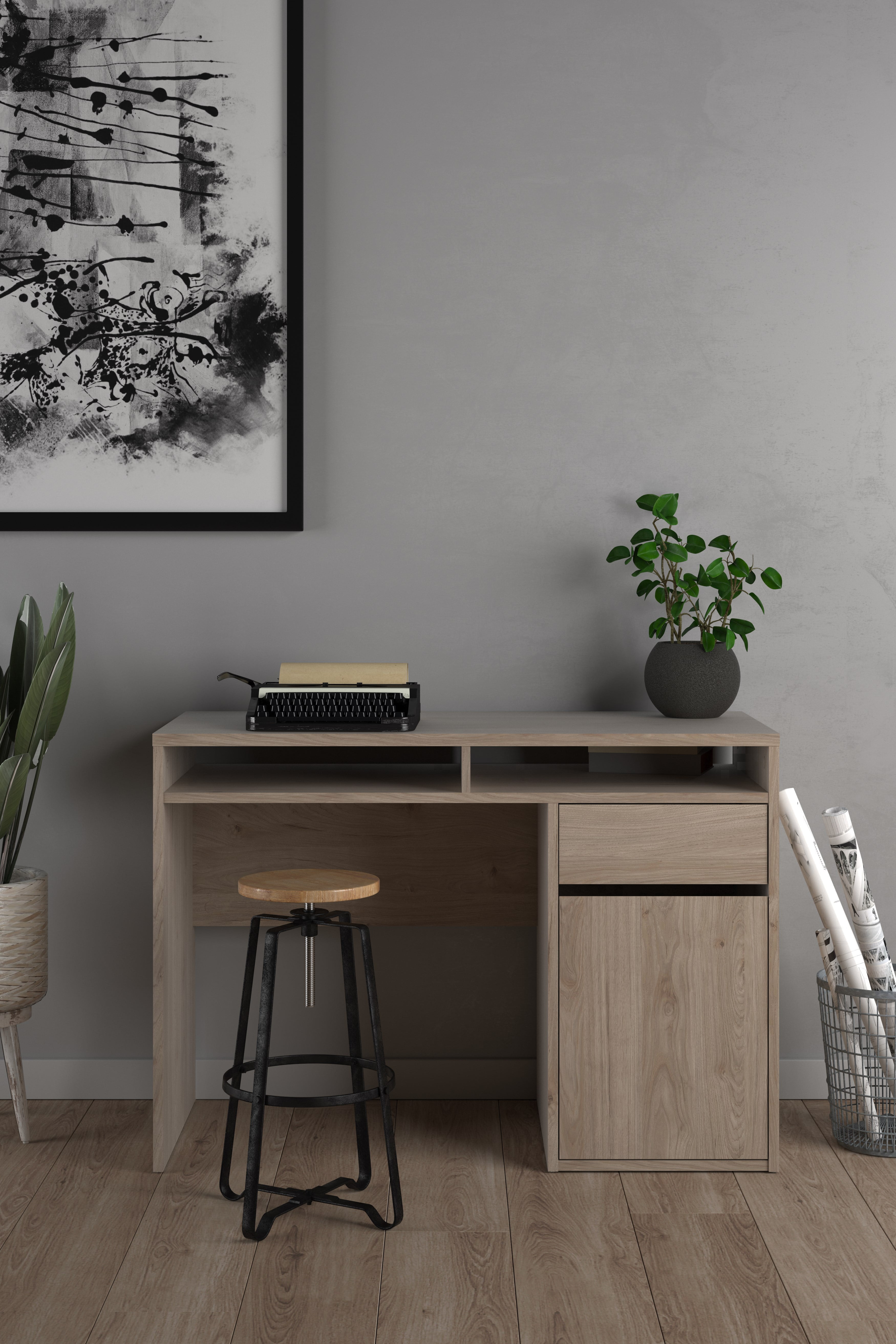 Tvilum Willis 1 Drawer 1 Door Desk in Jackson Hickory - Walmart.com