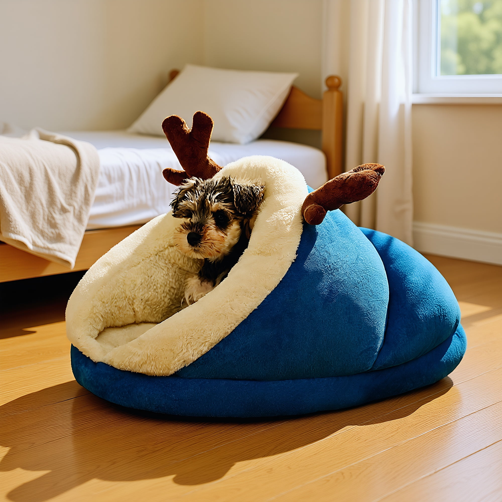 Tvtnvo Pet Hideout Pet Cave Bed for Pets Small Dogs Self Warming Plush ...