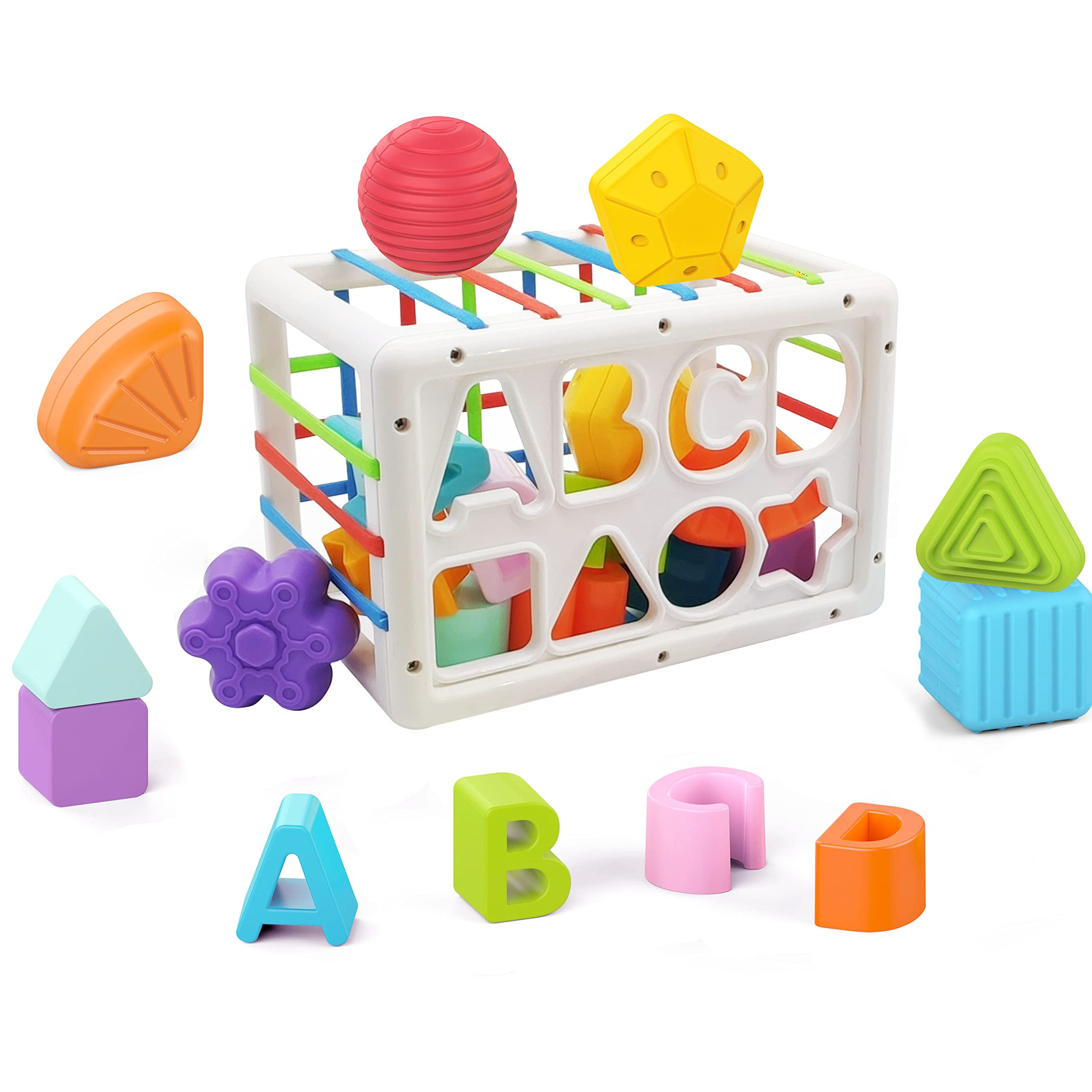 TwKueor Baby Shape Sorting MMF7 Cube with ABCD and Shape Blocks ...