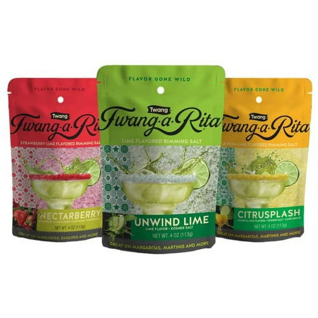 Twang-A-Rita Cocktail Rimming Salt Blend, Lime Variety, 4 Ounce Pouch ...