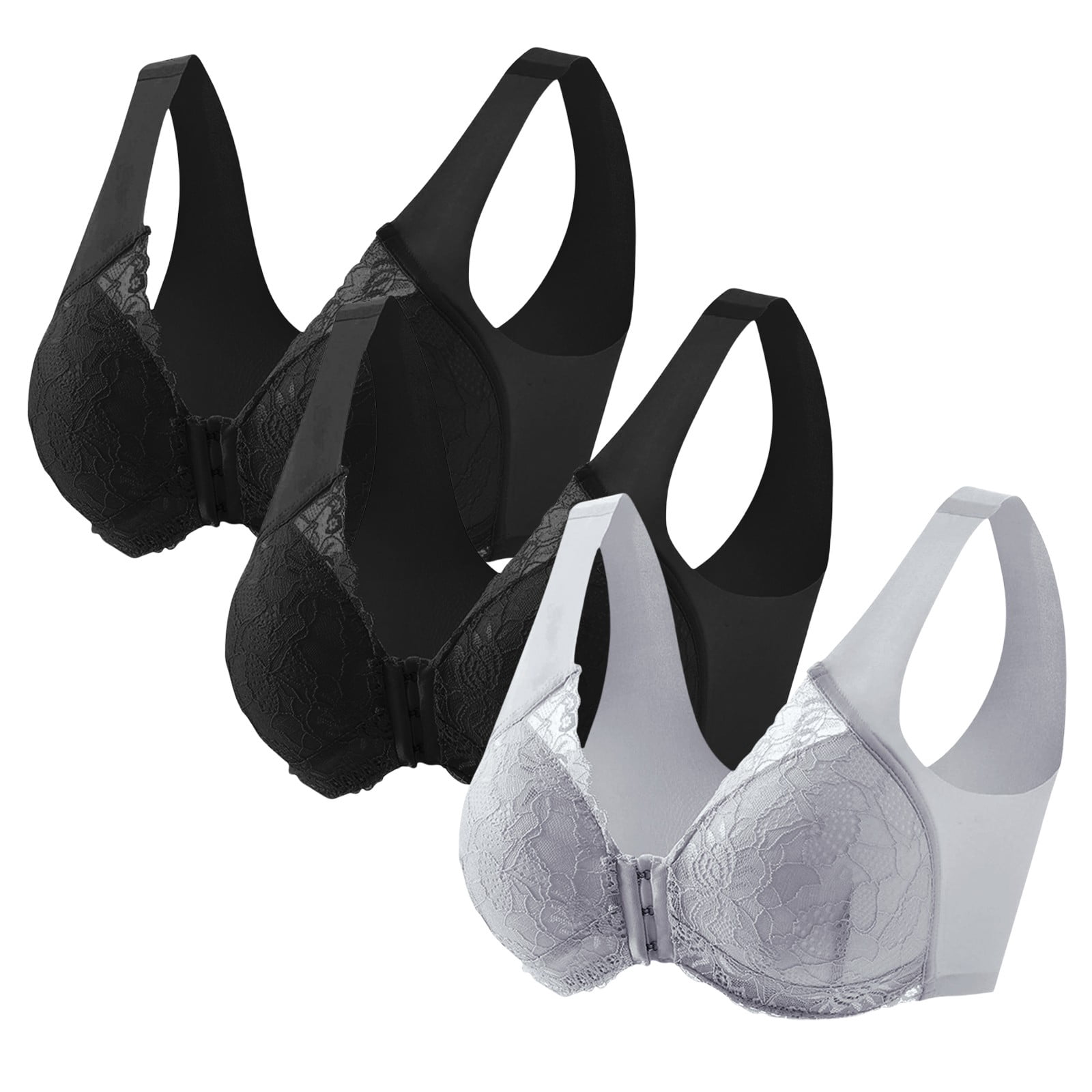 Tweang Bras for Women No Underwire Sports Bra Pack Thin Strap Bra Low ...