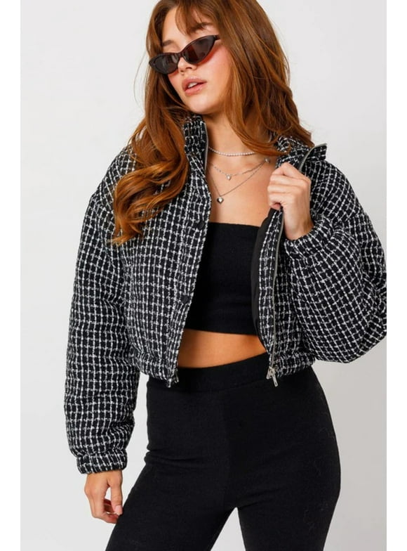 Tweed Puffer Jacket Mens