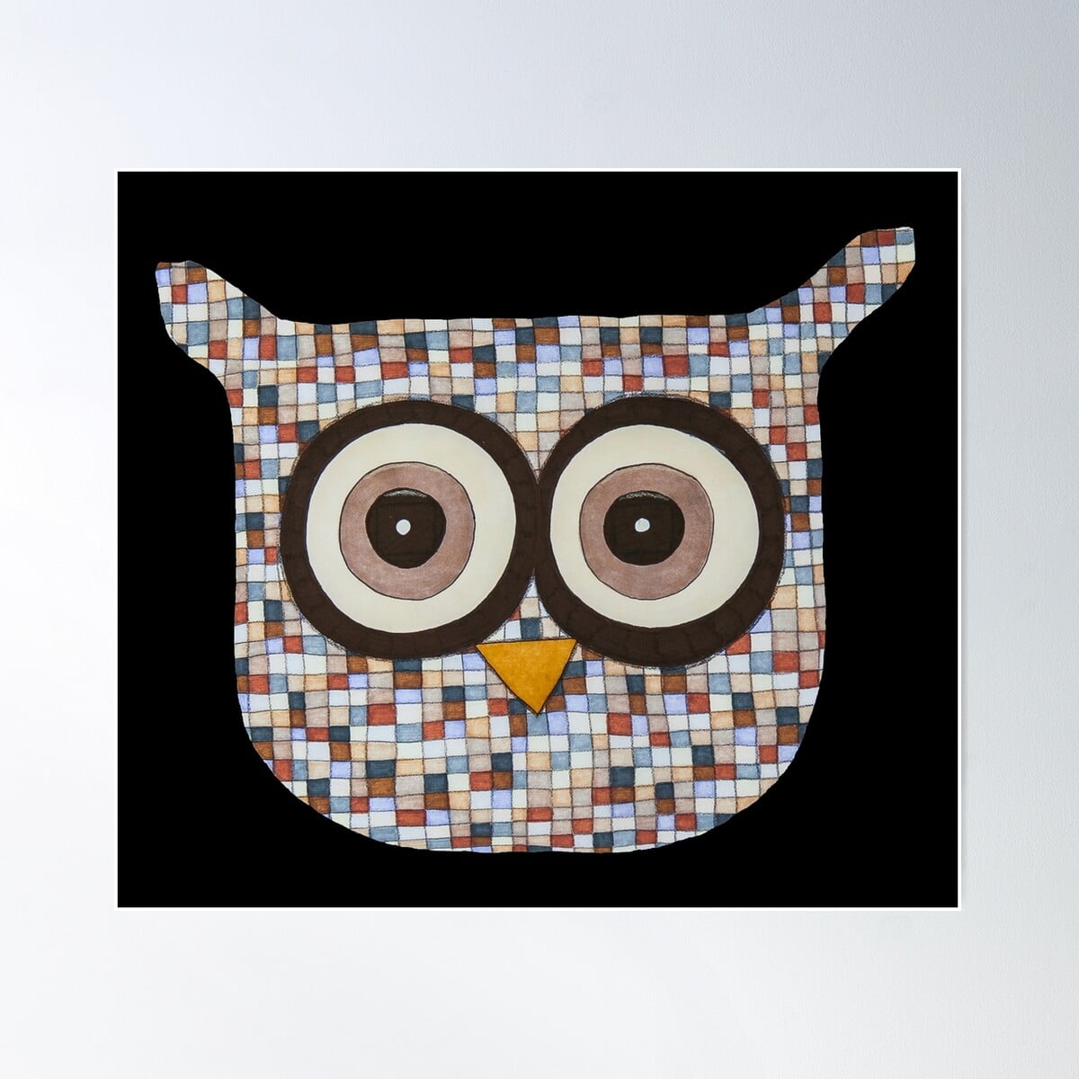 Tweed Owl On Black Poster Wall Art, Modern Wall Decor For Living Room ...