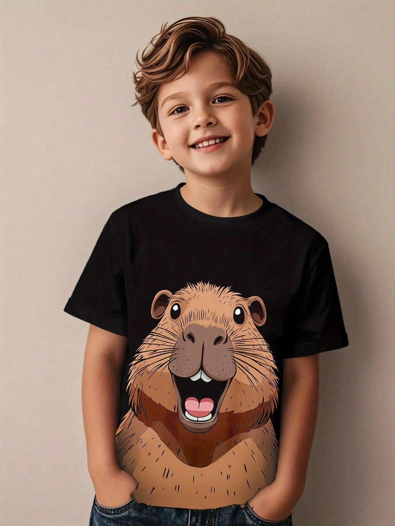 Tween Boy Casual Creative Football Graphic Ripped Design Short Sleeve T ...