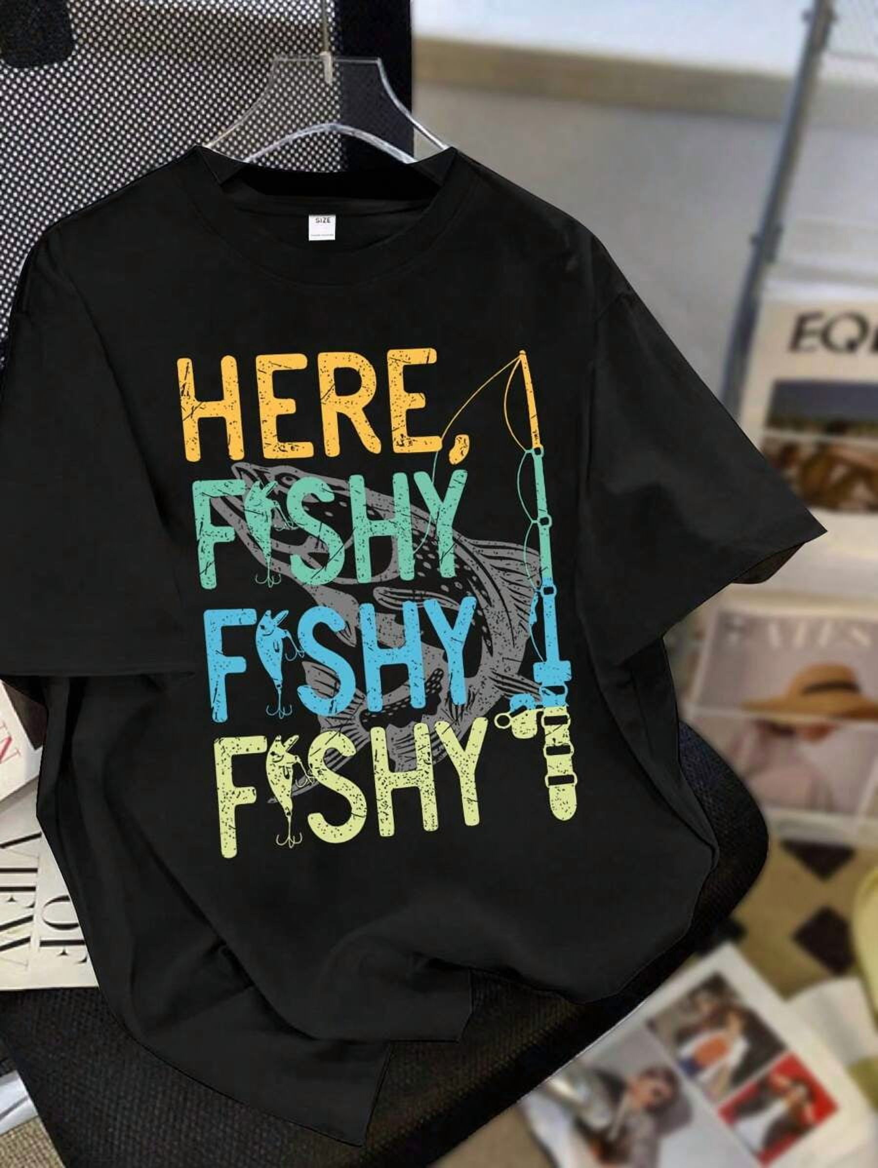 Tween Boy Casual Fishing Print Graphic Tee Shirts, Streetwear Round ...