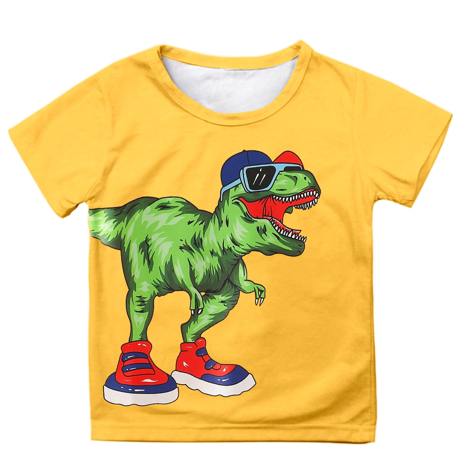 Tween Boys Girls Shirts 120 Yellow Top for Kids Girls Unisex Round Neck ...