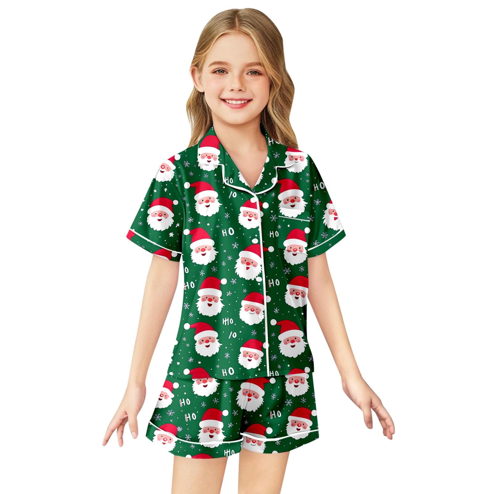 Tween Christmas Pajama Set Brown Girls Pajamas Set Silk Satin Button ...