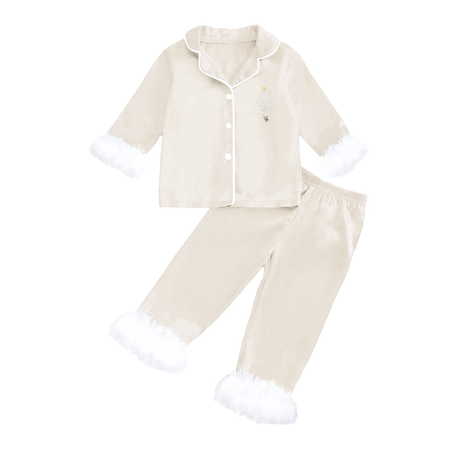 Tween Christmas Pajamas Kids Black Girls Silk Pjs Long Sleeve Button ...