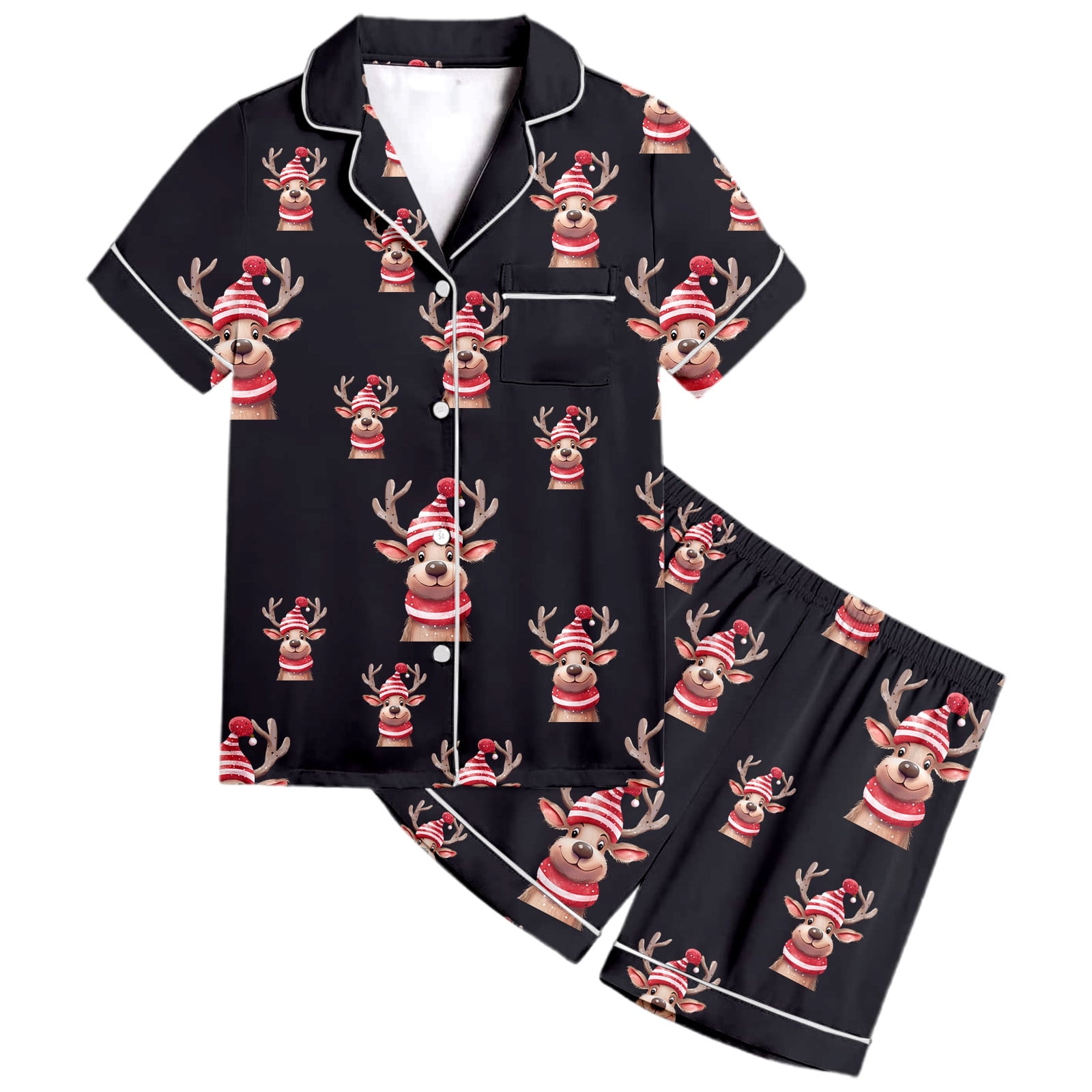 Tween Christmas Pajamas Set Black Girls Silk Pajamas Set Button-Down ...
