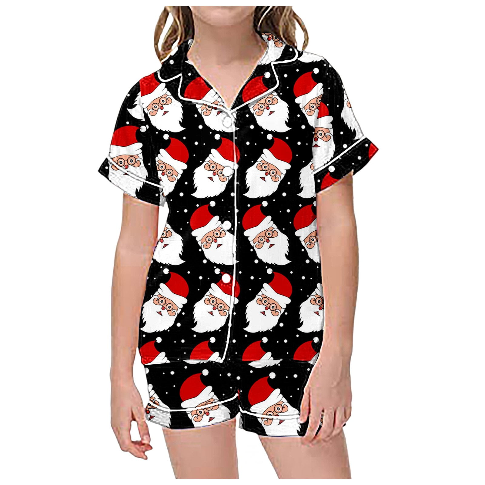Tween Christmas Pajamas Set White Satin Pajama Set Long Sleeve Button ...