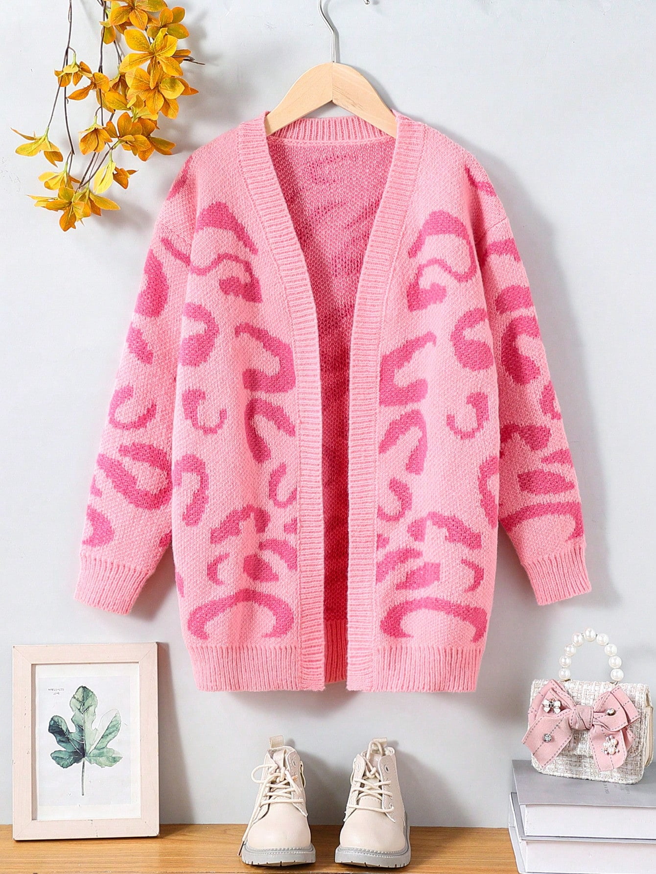 Tween Girl Allover Pattern Drop Shoulder Duster Cardigan - Walmart.com