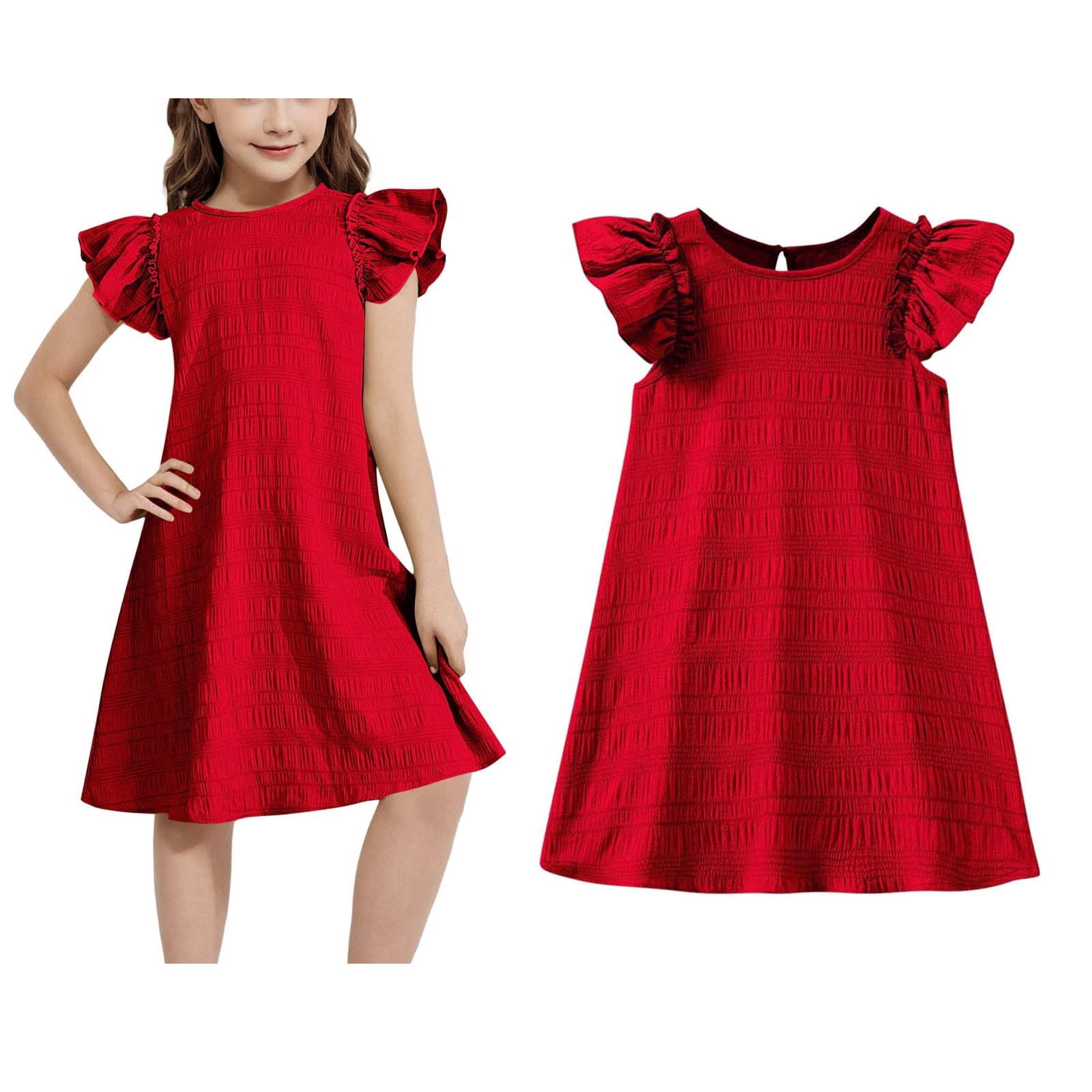 Tween Girl Dresses Flutter Sleeve A Line Flowy Dresses Cute Tween ...