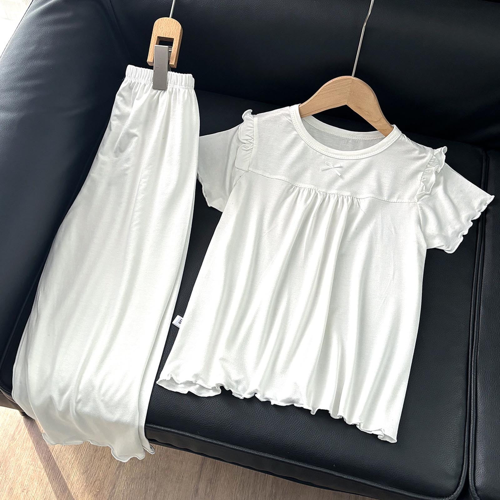 Tween Girl Pajamas Set Crewneck Short Sleeve Top Pants Set Fall Girls ...