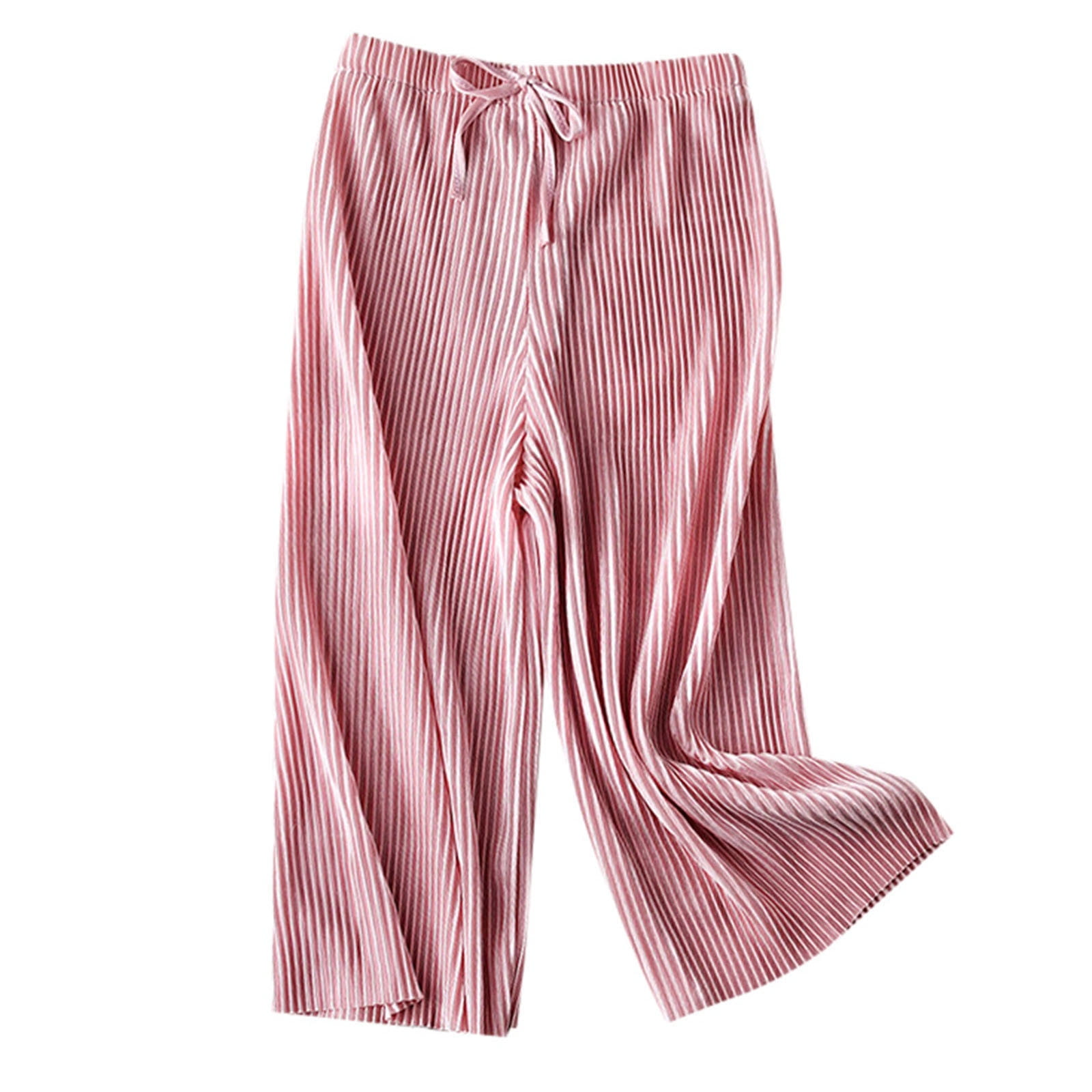 Tween Girl Pleated Pants Lightweight Elastic Waist Straight Wide Leg ...