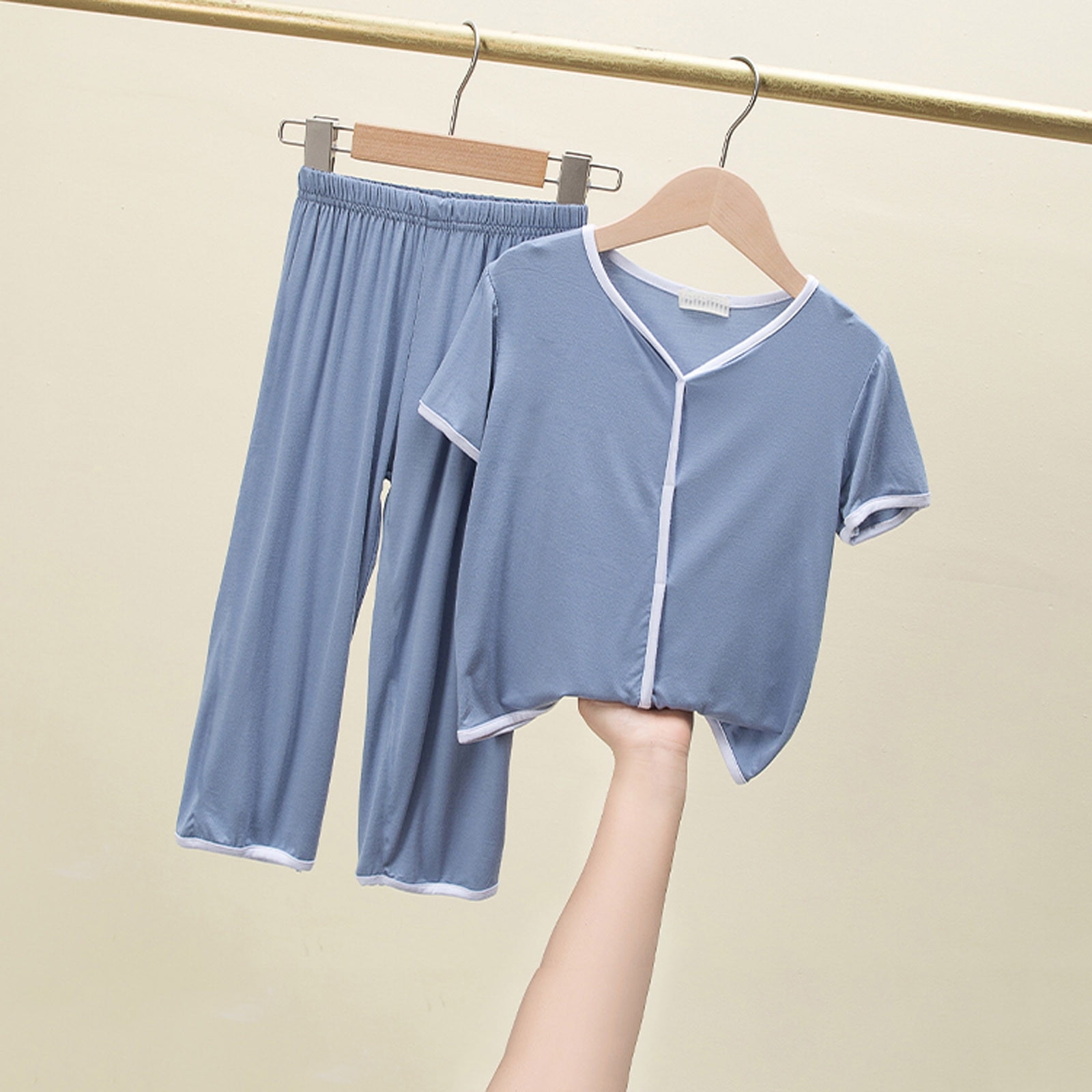 Tween Girl Satin Pajamas Set Solid Color Button Down Tops Set Silk ...