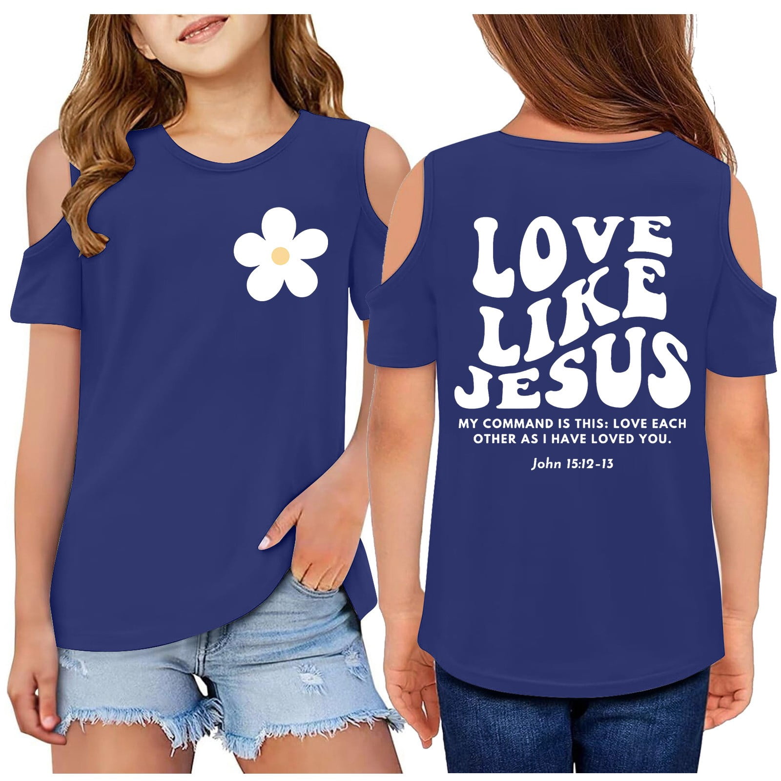 Tween Girl Shirts 3-4 Years Love Like Jesus Short Sleeve T-Shirts Back ...