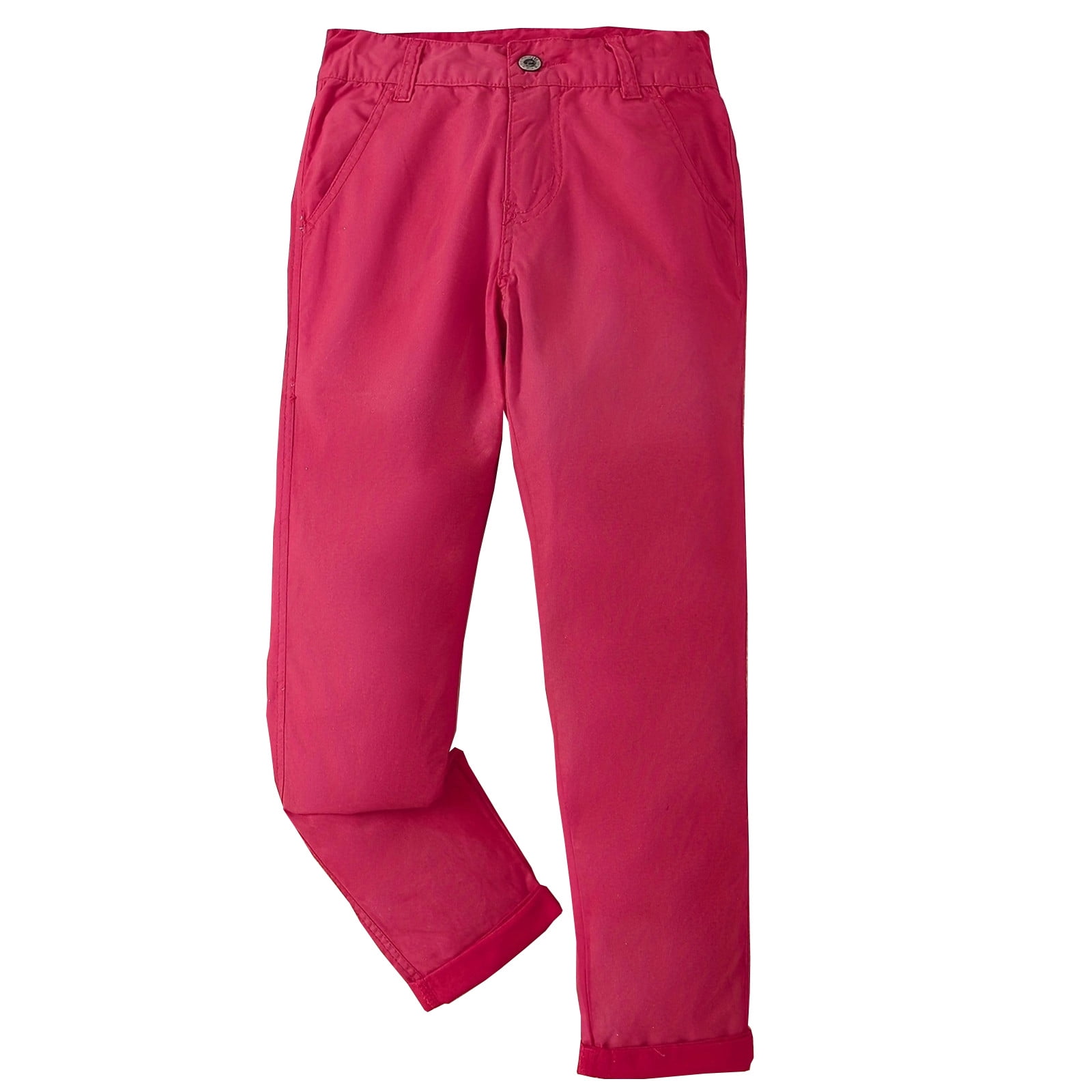 Tween Girl's Straight Pants Solid Color Elastic Waist Trousers ...