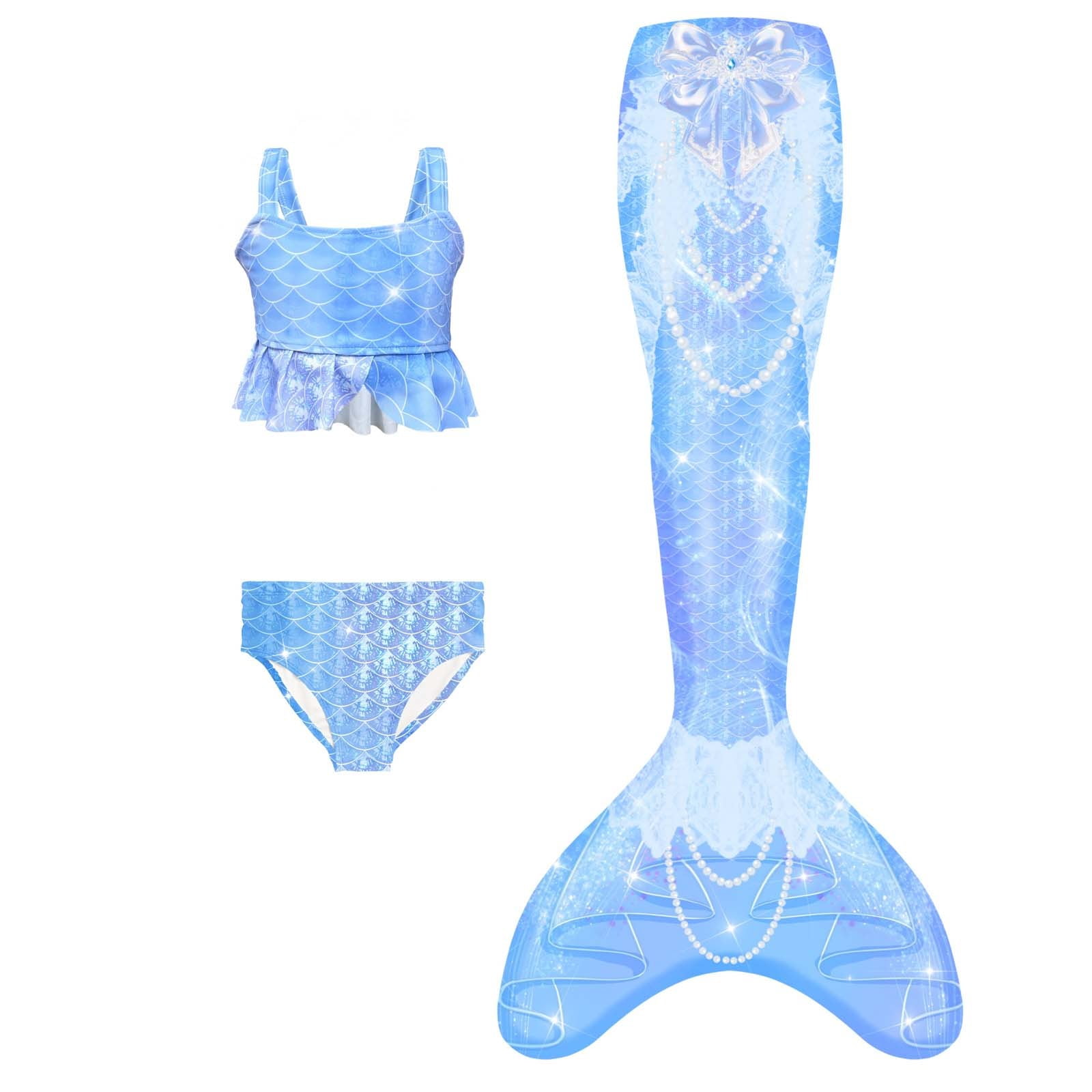 Tween Girls 3 Piece Swimsuit Bathing Suits Bikini Fish Tail Set for ...