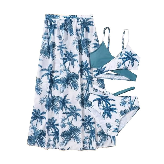 Tween Girls Bikinis 3 Piece Swimsuits Tropical Prints Rullfe Bathing ...