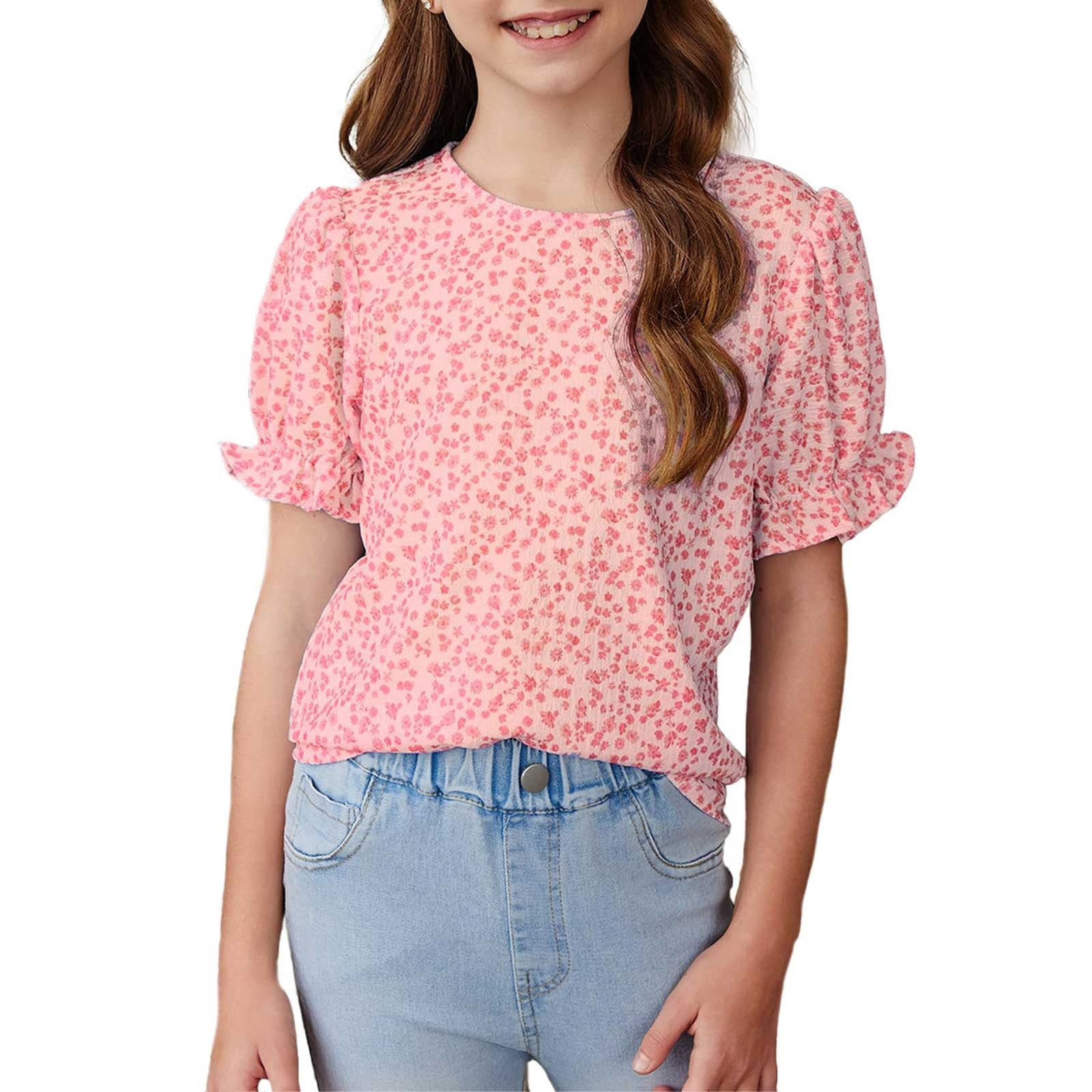 Tween Girls Boh𝗼 𝗙loral Puff Sleeve Shirt 6 to 15 Years Preppy Teens ...