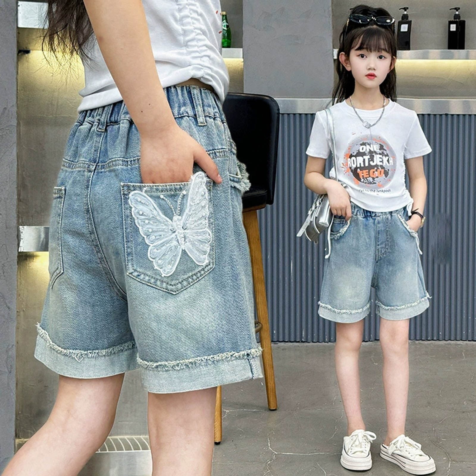 Tween Girls' Denim Shorts Jean Shorts for Teen Girls High Waist Denim ...
