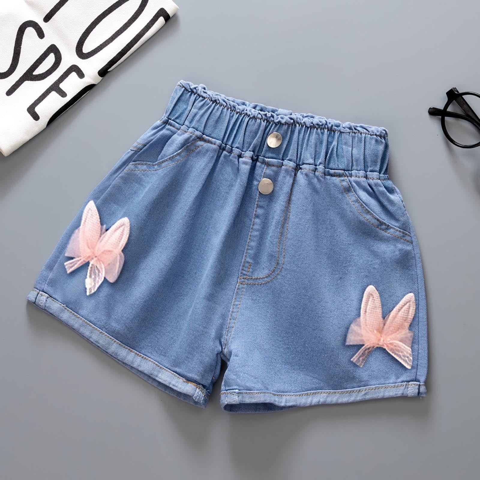 Tween Girls' Denim Shorts Jeans Girls Embroidered Jeans Toddler Summer ...