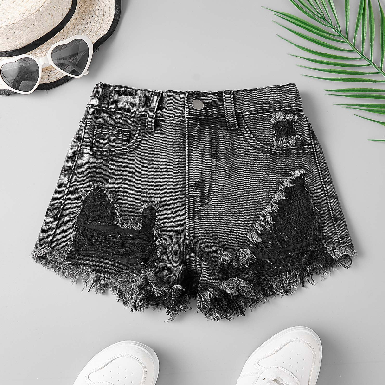 Tween Girls' Denim Shorts Jeans for Girls High Waist Denim Shorts ...