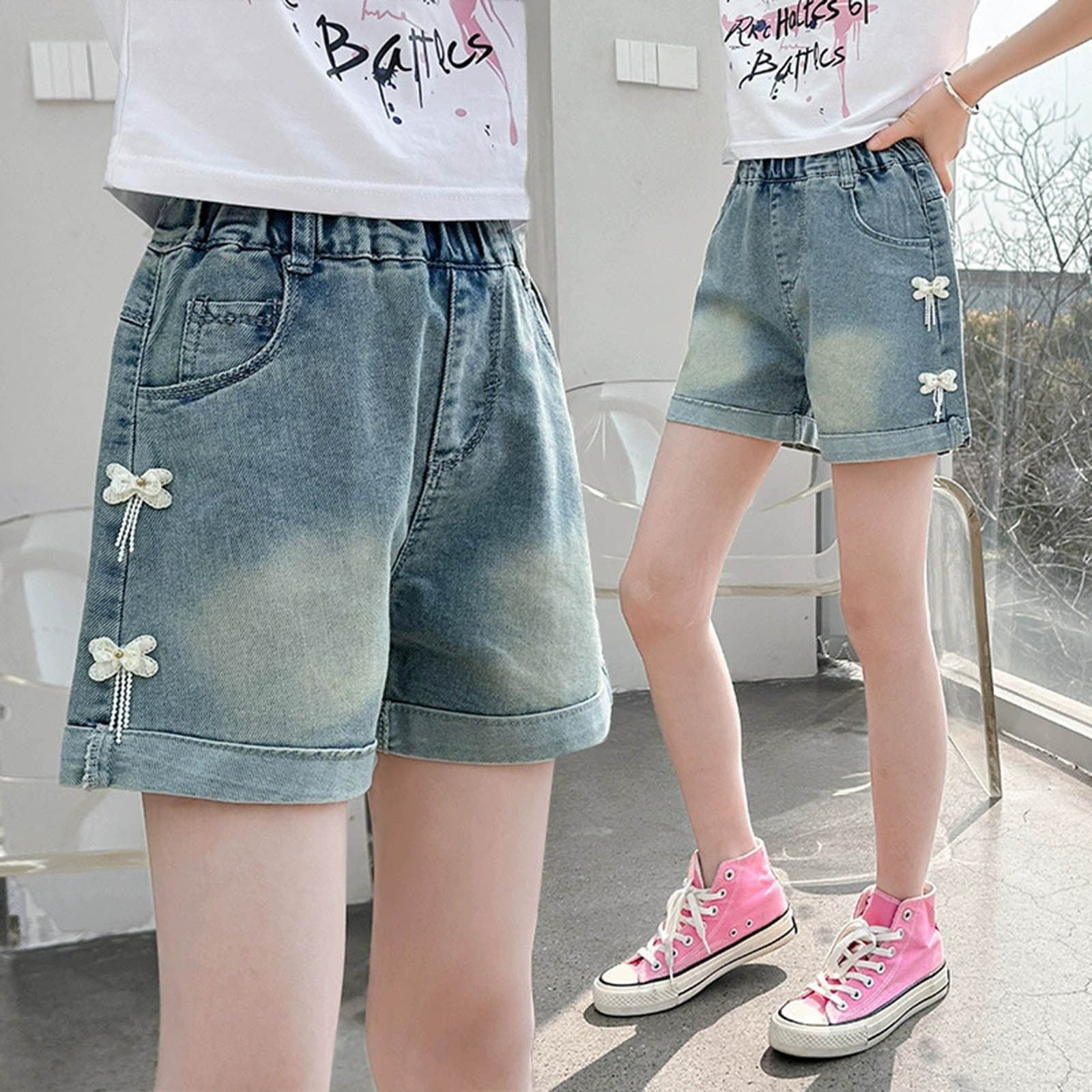 Tween Girls Denim Shorts Jeans for Teen Girls High Waisted Denim Shorts ...