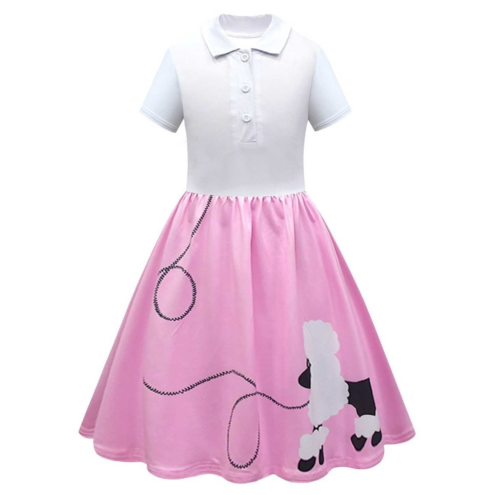 Tween Girls Dresses 1950s Kids Poodle 50s Sock Hop Dress Casual Girls ...