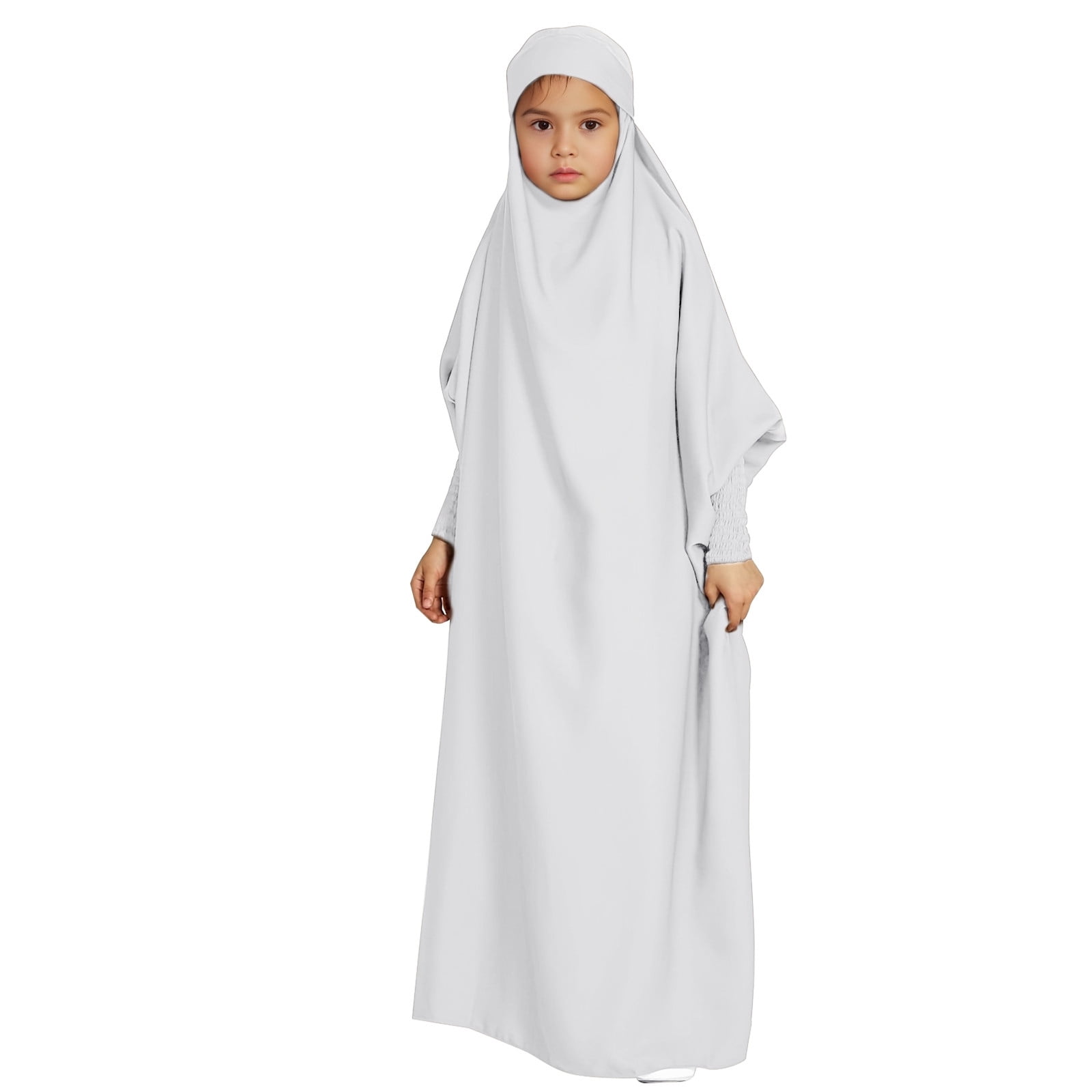 Tween Girls Dresses Poses Solid Color National Skirt Arab Children's ...