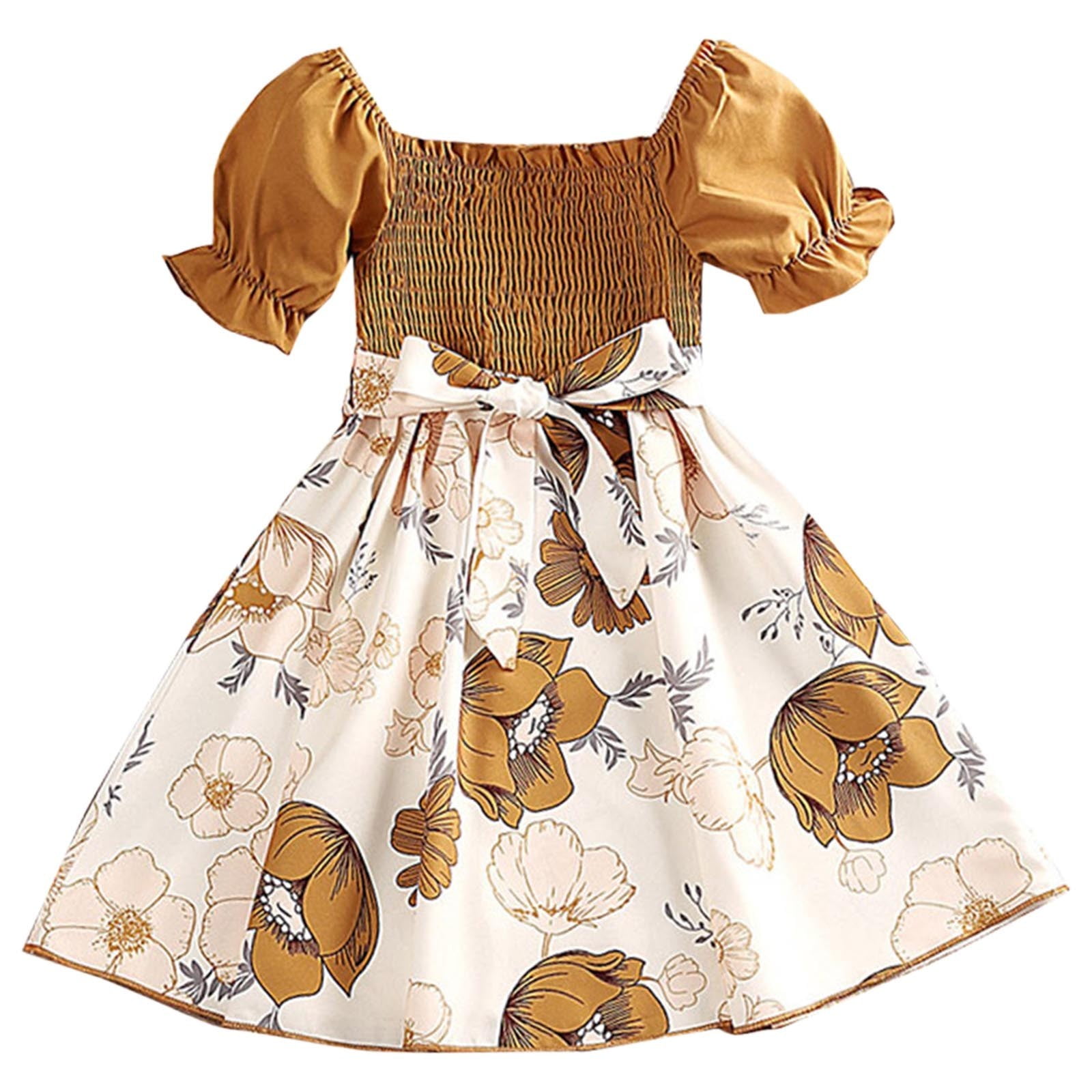 Tween Girls Dresses Size 5 Years-6 Years Summer Short Sleeved Printed ...