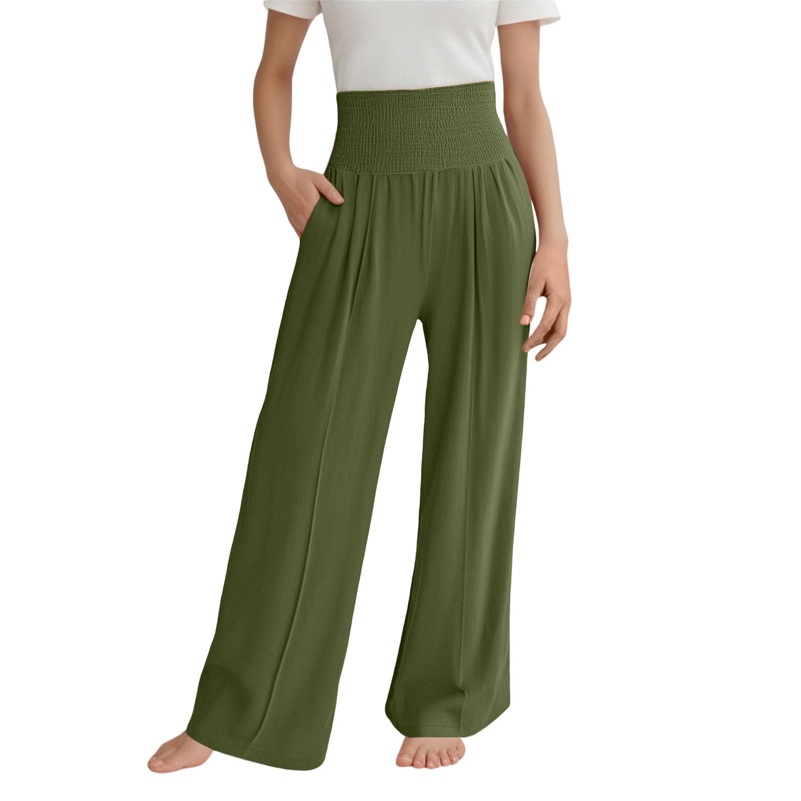 Tween Girls Linen Palazzo Pants Summer Boho Wide Leg High Waist Casual ...